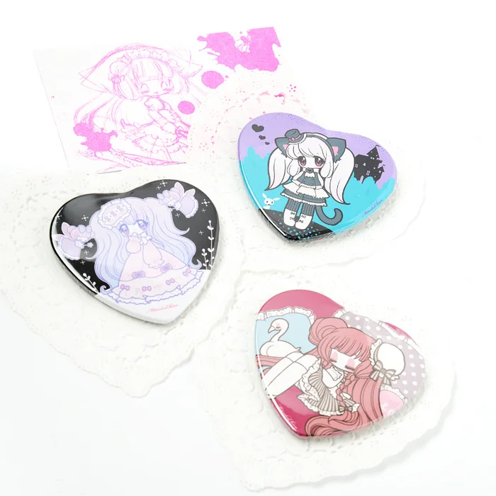 Heart-Shaped Tin Badge Collection - Tokyo Otaku Mode (TOM)